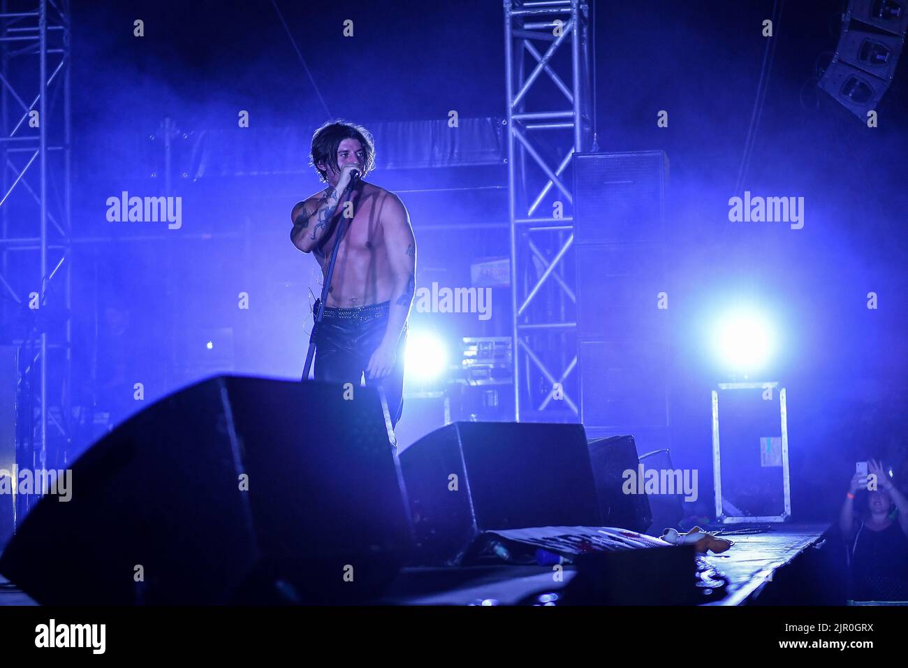 Anfiteatro Ivan Graziani, Alghero, Italy, August 20, 2022, Rkomi during ...