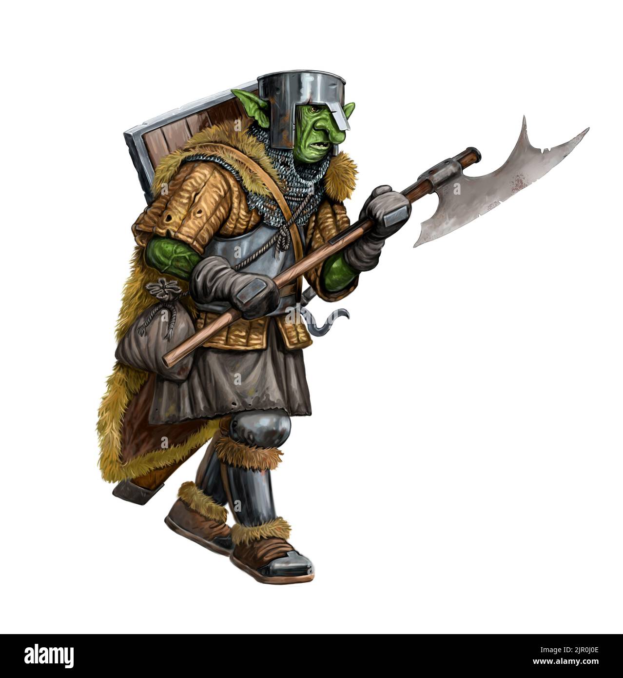 Fantasy creature - orc. Fantasy illustration. Goblin with ax drawing ... Fantasy creature - orc. Fantasy illustration. Goblin with ax drawing ...