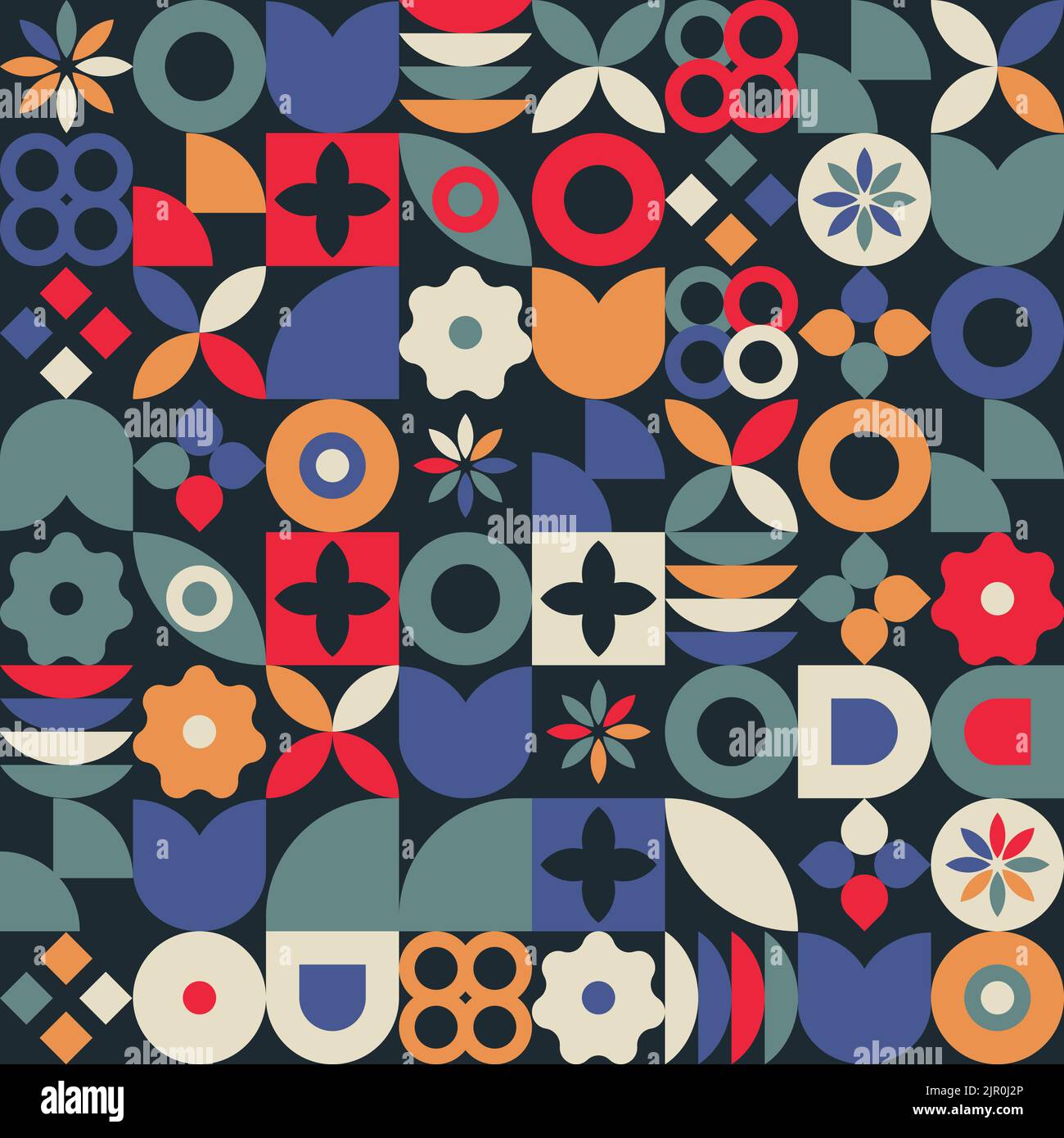 Abstract Retro Geometric seamless pattern. Bright colorful nostalgic ...
