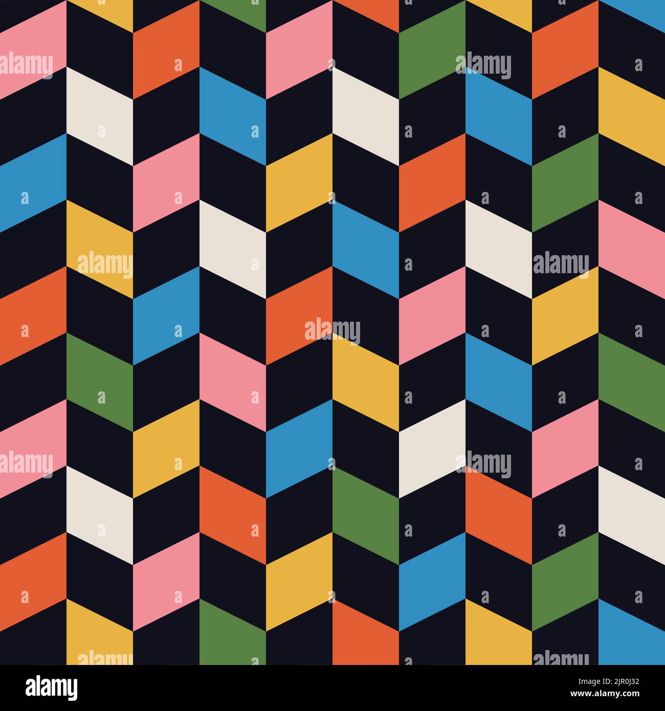 Abstract Retro Geometric seamless pattern. Bright colorful nostalgic ...