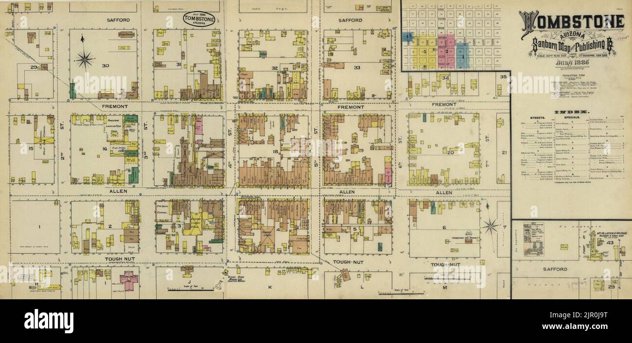 Tombstone fire insurance map 1888 Stock Photo - Alamy