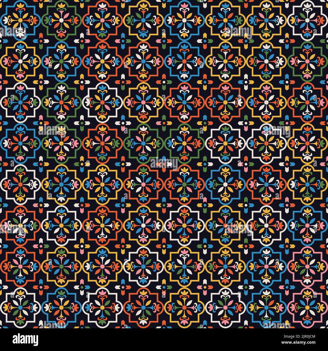 Abstract Retro Geometric Seamless Pattern Bright Colorful Nostalgic Background Design Vector