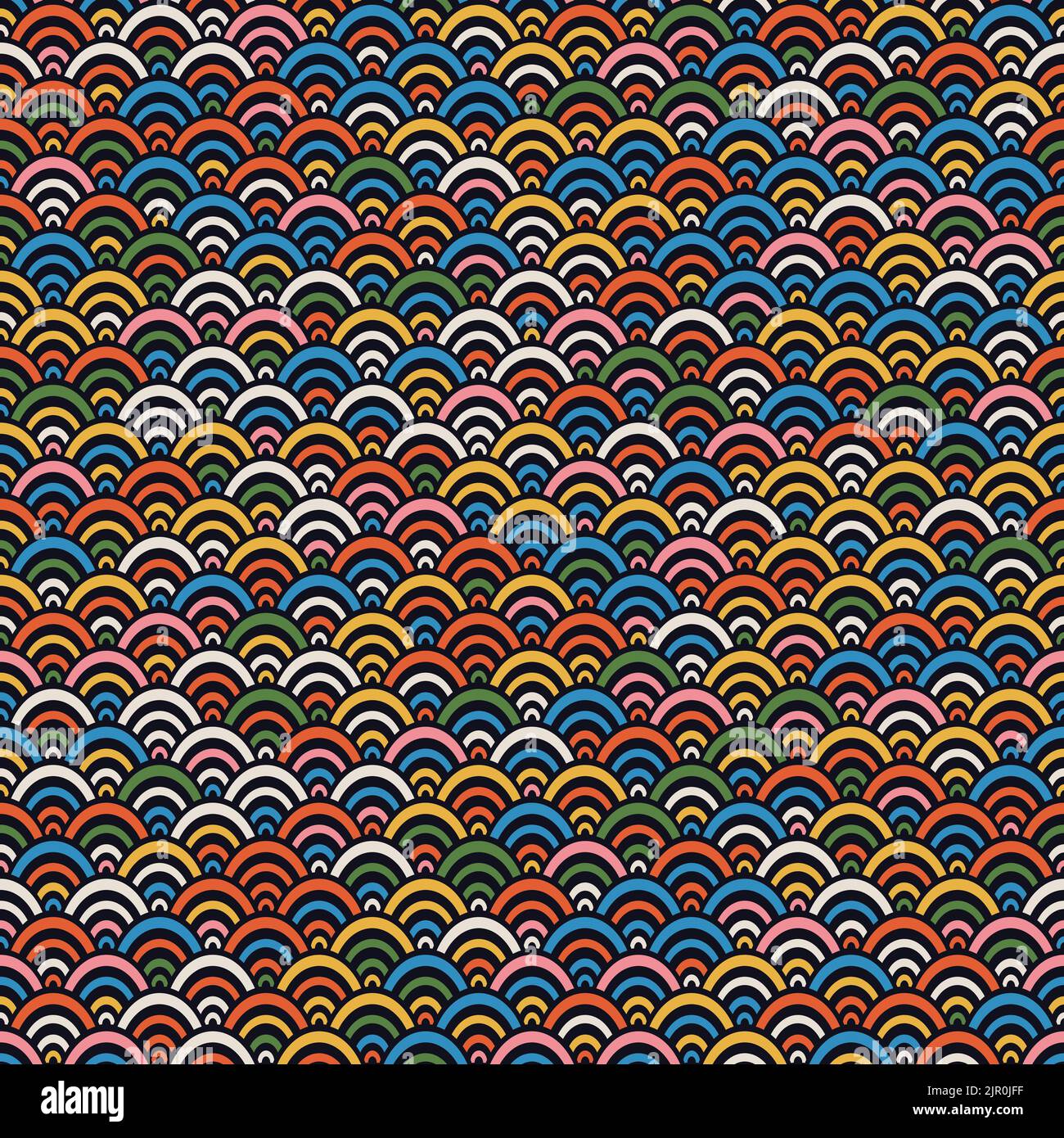 Abstract Retro Geometric seamless pattern. Bright colorful nostalgic ...