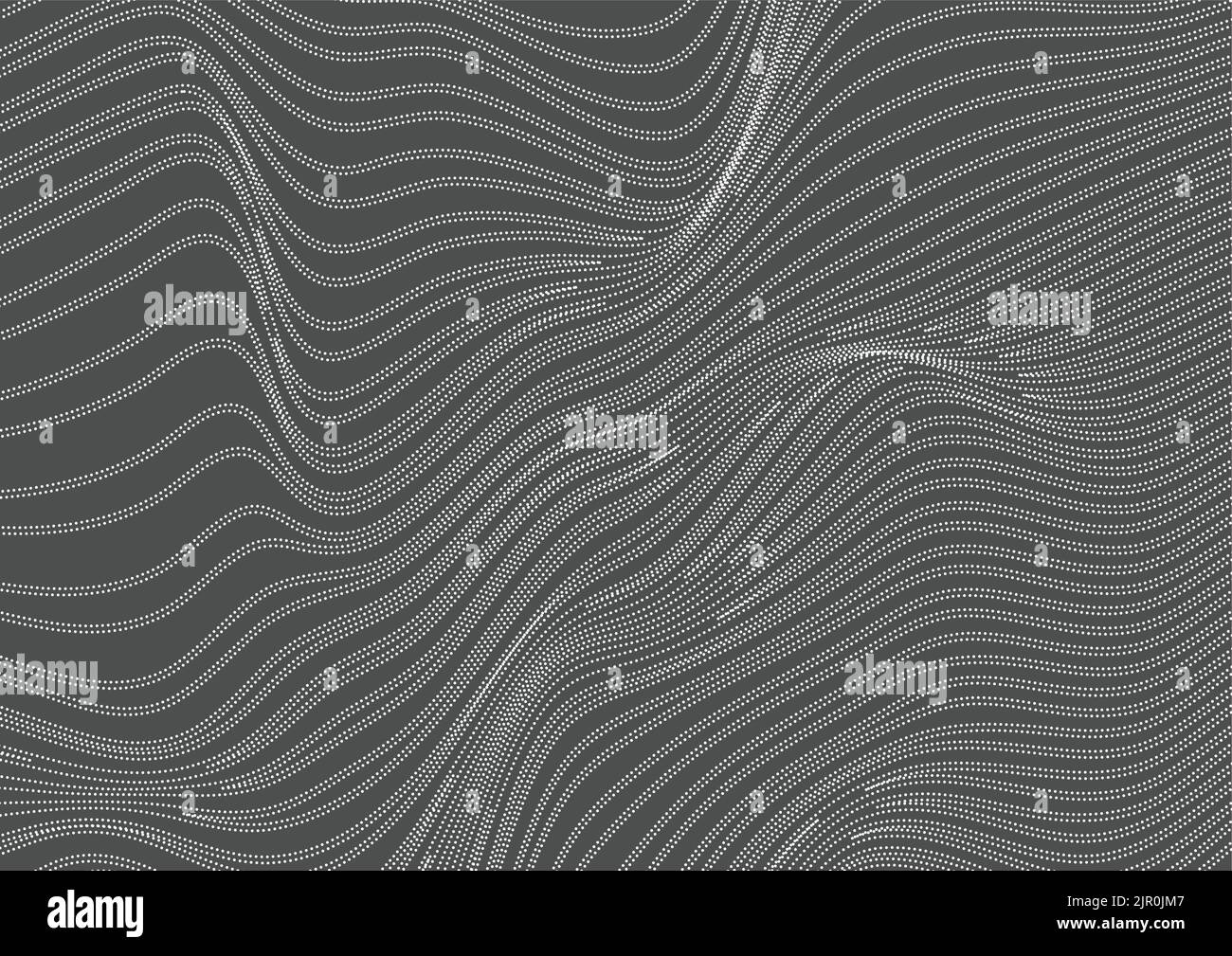 Grey dotted lines refraction 3d waves abstract background. Vector ...