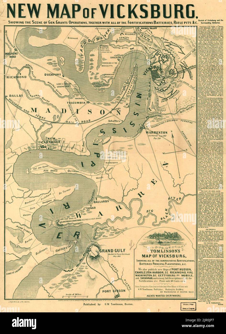 Tomlinson's map of Vicksburg, showing all the surrounding ...