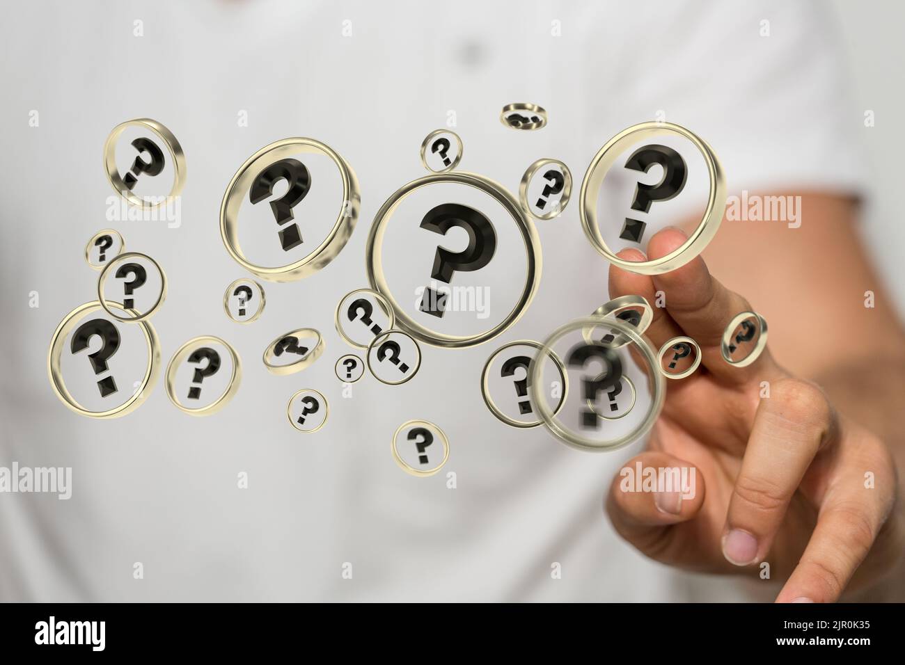 A number of digital question mark icons - science and technology ...