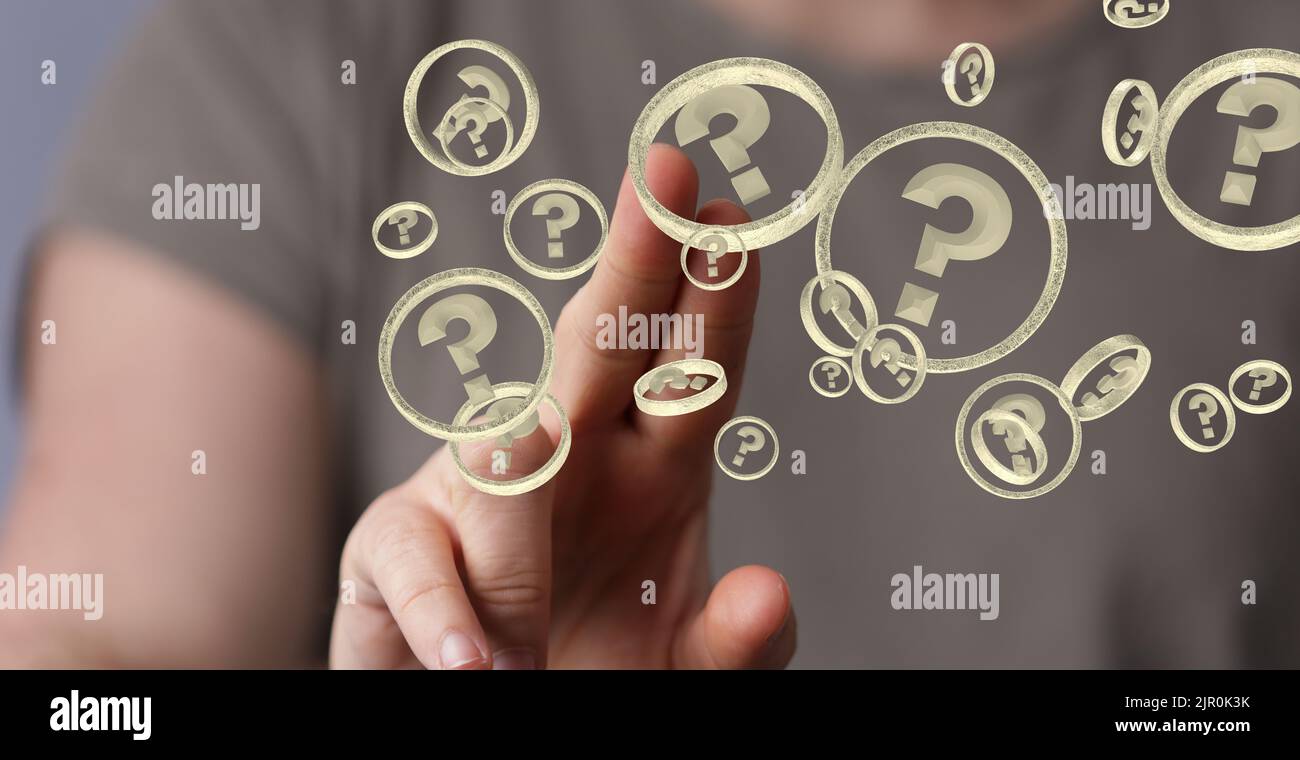 A number of digital question mark icons - science and technology ...