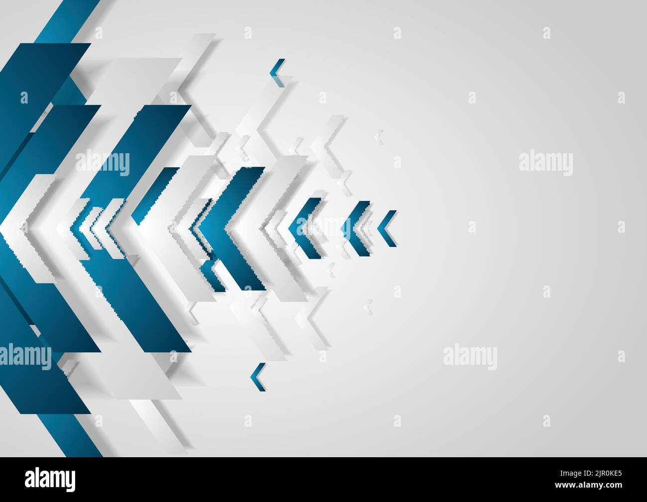 Blue and grey tech abstract background with arrows. Vector graphic ...