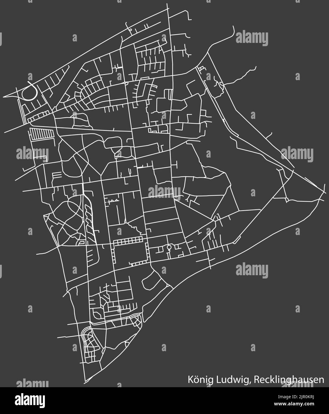 Street roads map of the KÖNIG LUDWIG DISTRICT, RECKLINGHAUSEN Stock ...