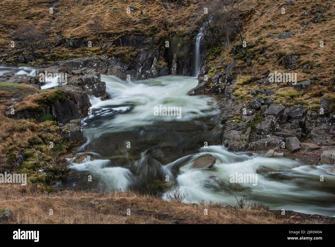 Beautiful Winter landscape image of River Etive and Skyfall Etive ...