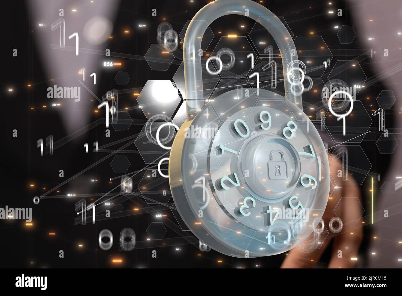 A closeup of a digital security shield with numbers - cybersecurity and ...