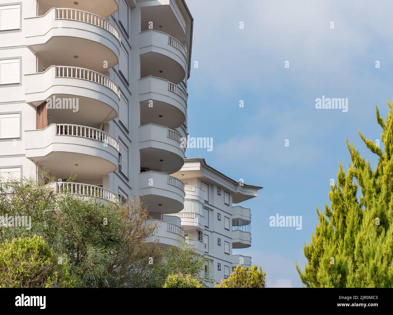 New modern residential building exterior against the sky. Architecture ...