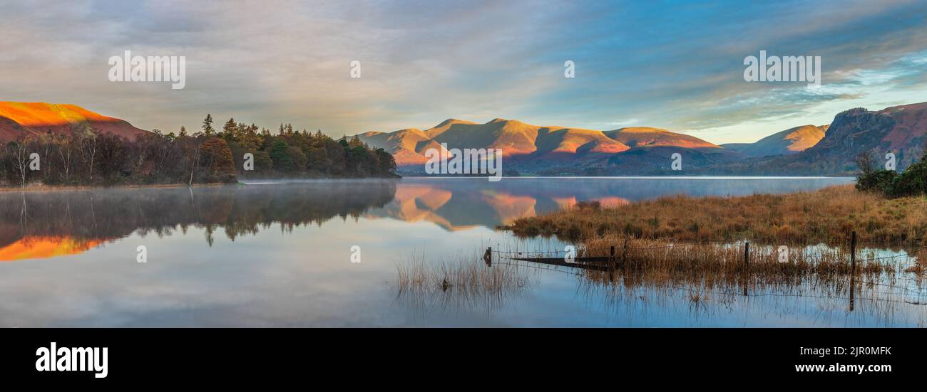 Epic Autumn sunrise landscape image looking from Manesty Park in Lake ...