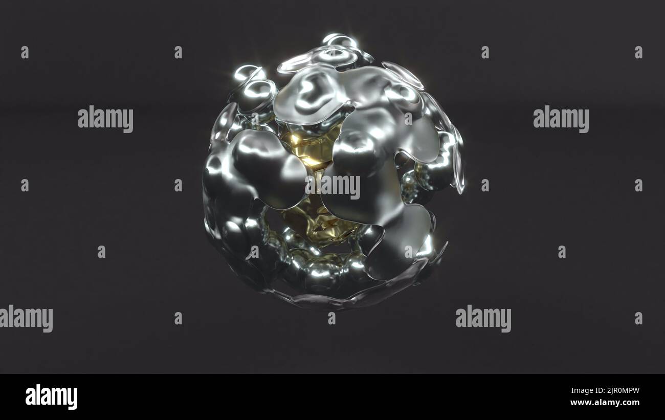 3d liquid metal Golden silver Grey background intro 3d rendering Stock ...