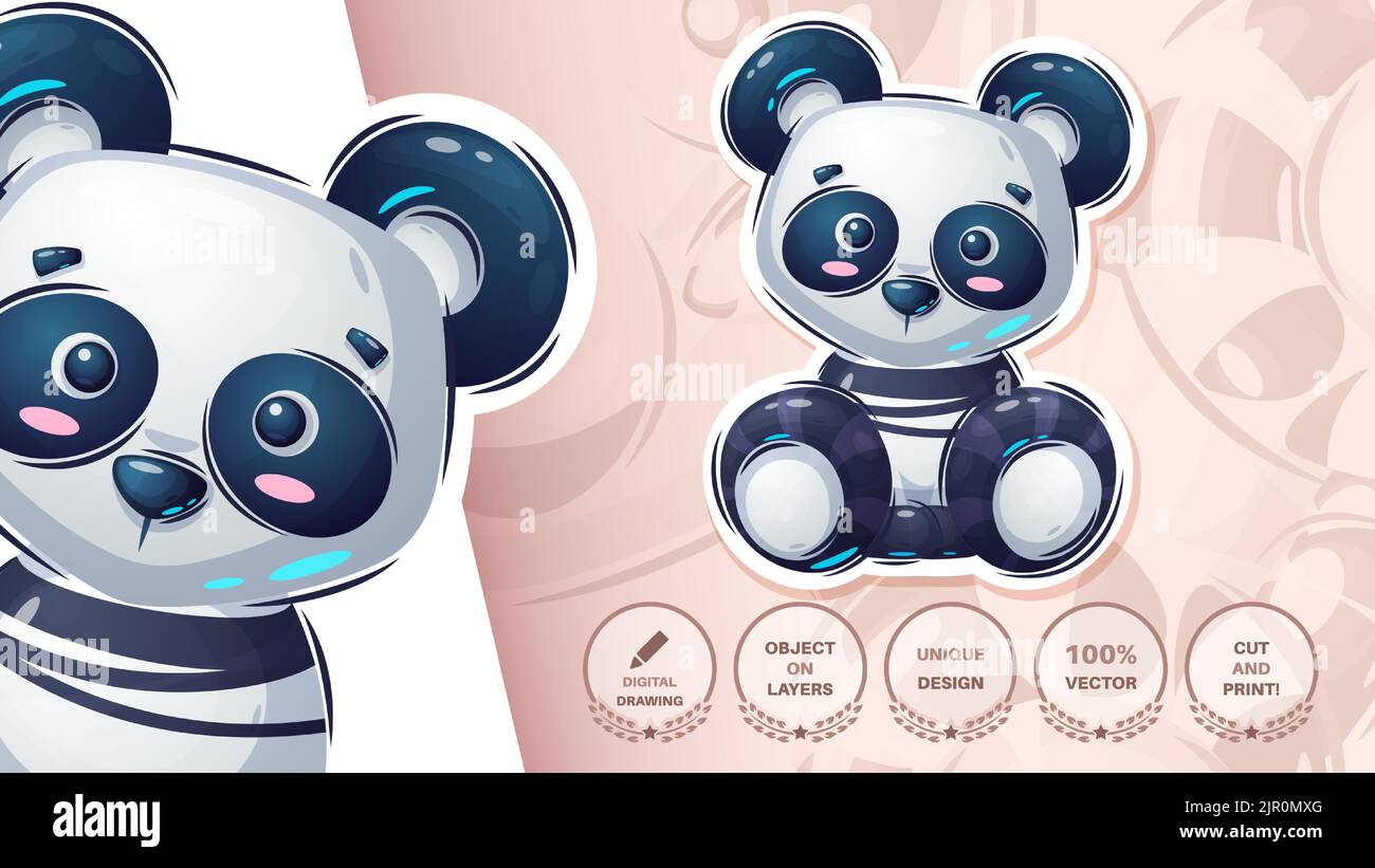 Cute teddy panda - funny sticker Stock Vector Image & Art - Alamy