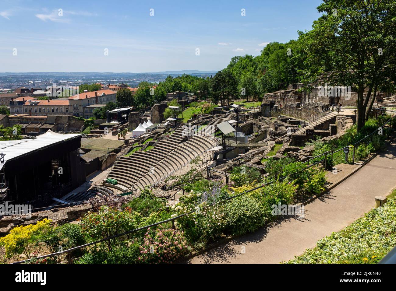 The roman ruins of the Theatre Gallo Romain de Lyon, France Stock Photo ...