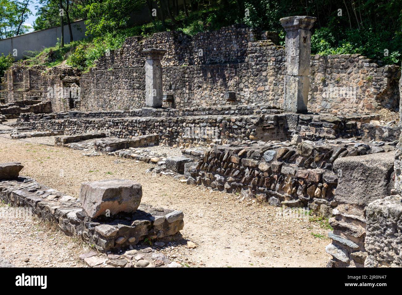 The roman ruins of the Theatre Gallo Romain de Lyon, France Stock Photo ...