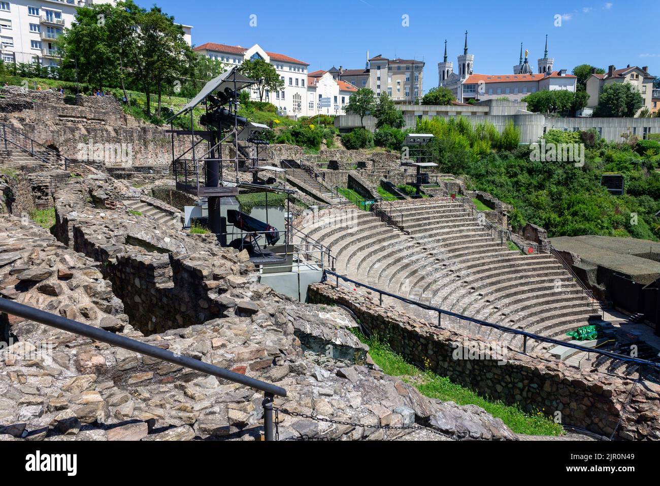 The roman ruins of the Theatre Gallo Romain de Lyon, France Stock Photo ...