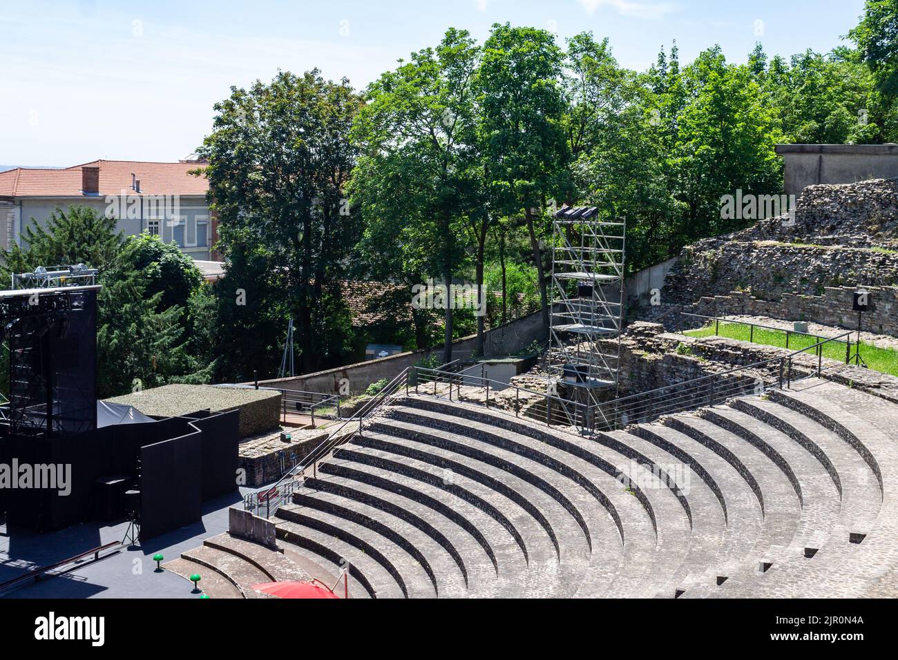 The roman ruins of the Theatre Gallo Romain de Lyon, France Stock Photo ...