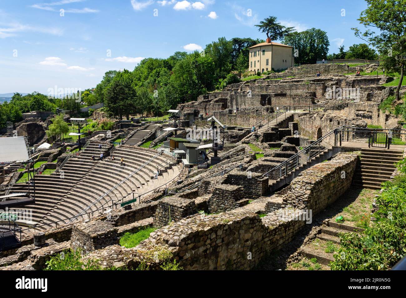 The roman ruins of the Theatre Gallo Romain de Lyon, France Stock Photo ...