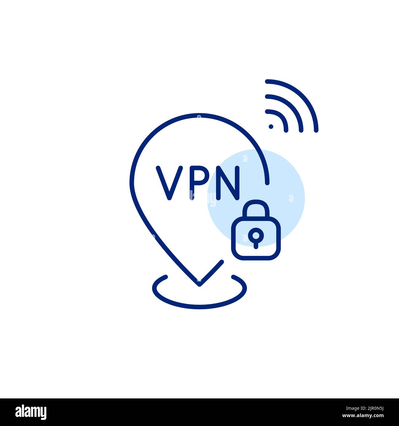 VPN protected secure wi-fi. Pixel perfect, editable stroke line art ...