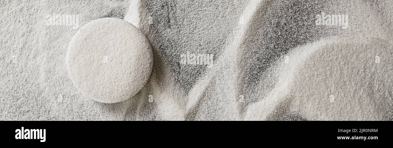 collagen powder banner. dietary supplement top view. youthfulness and ...