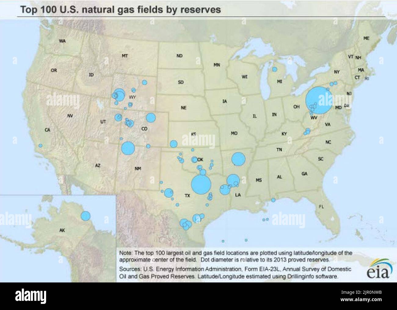 Top 100 U.S. natural gas field by reserves (16910118198 Stock Photo - Alamy