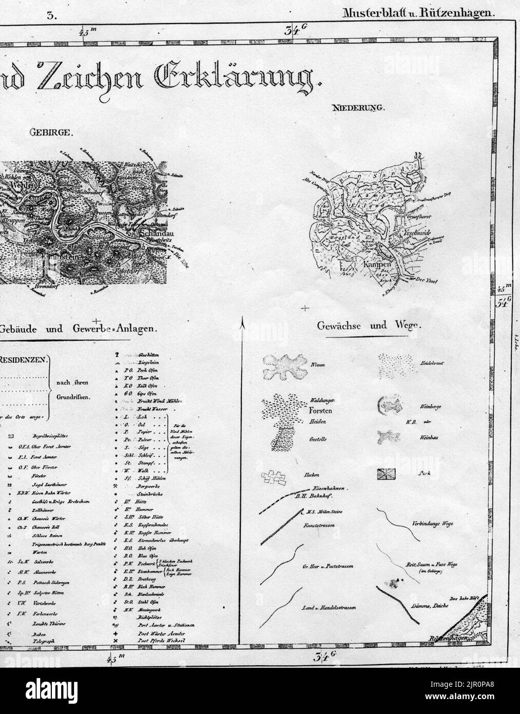 Tophographischen Special Karte von Reymann - Musterblatt und Zeichen ...