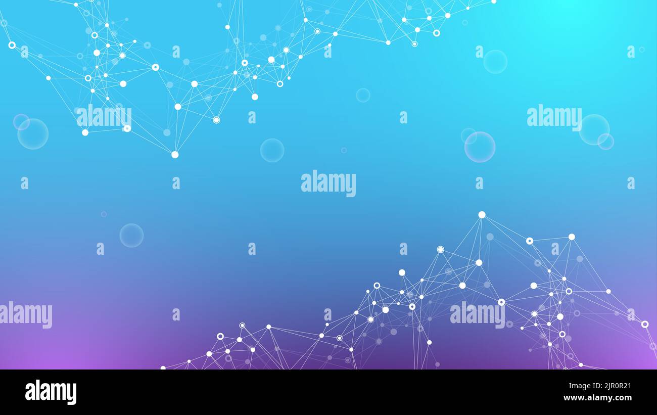 Technology abstract background with connected line and dots. Big data visualization. Artificial ...
