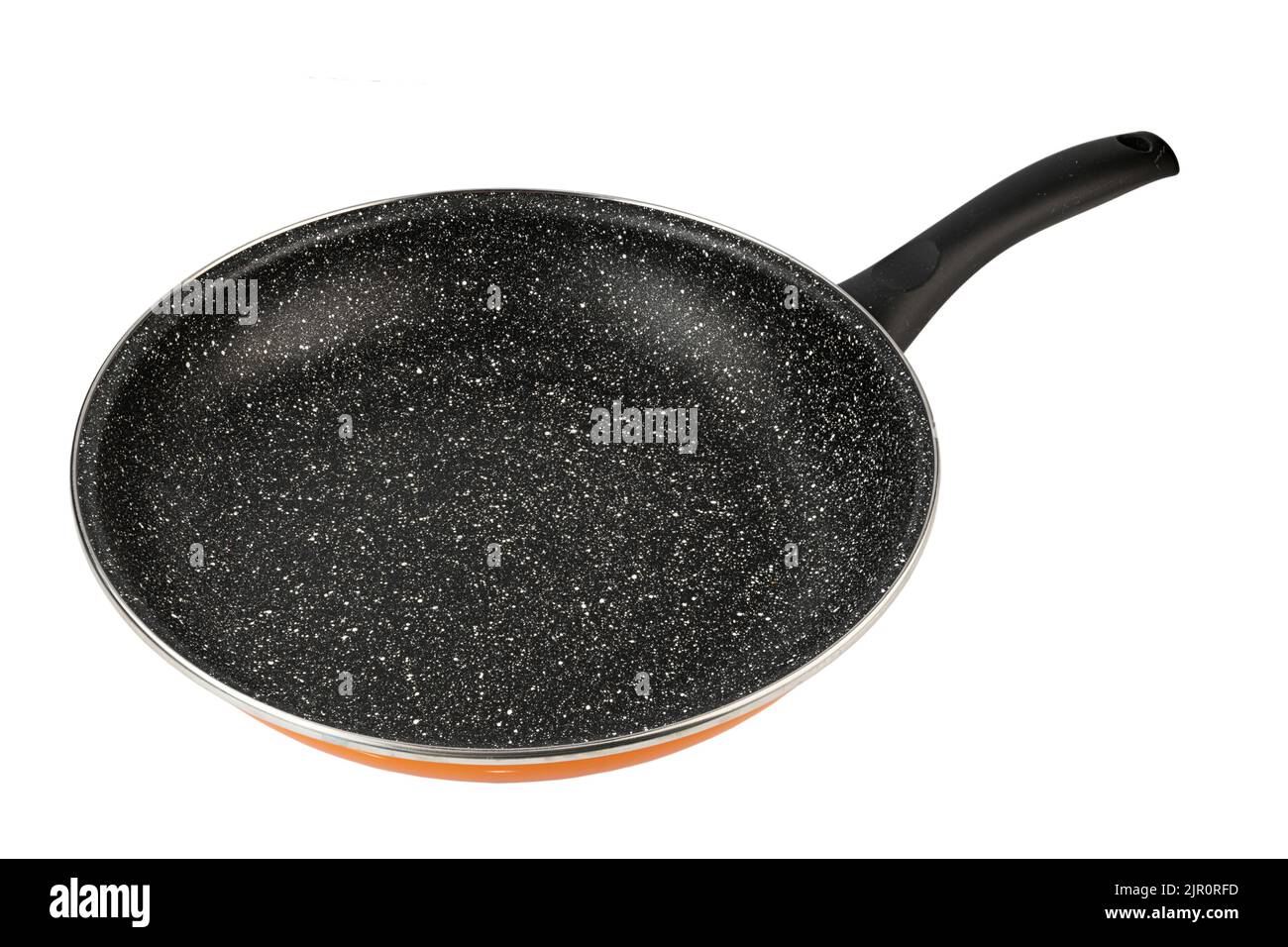 Modern empty cast frying pan with ceramic non-stick coating isolated on ...