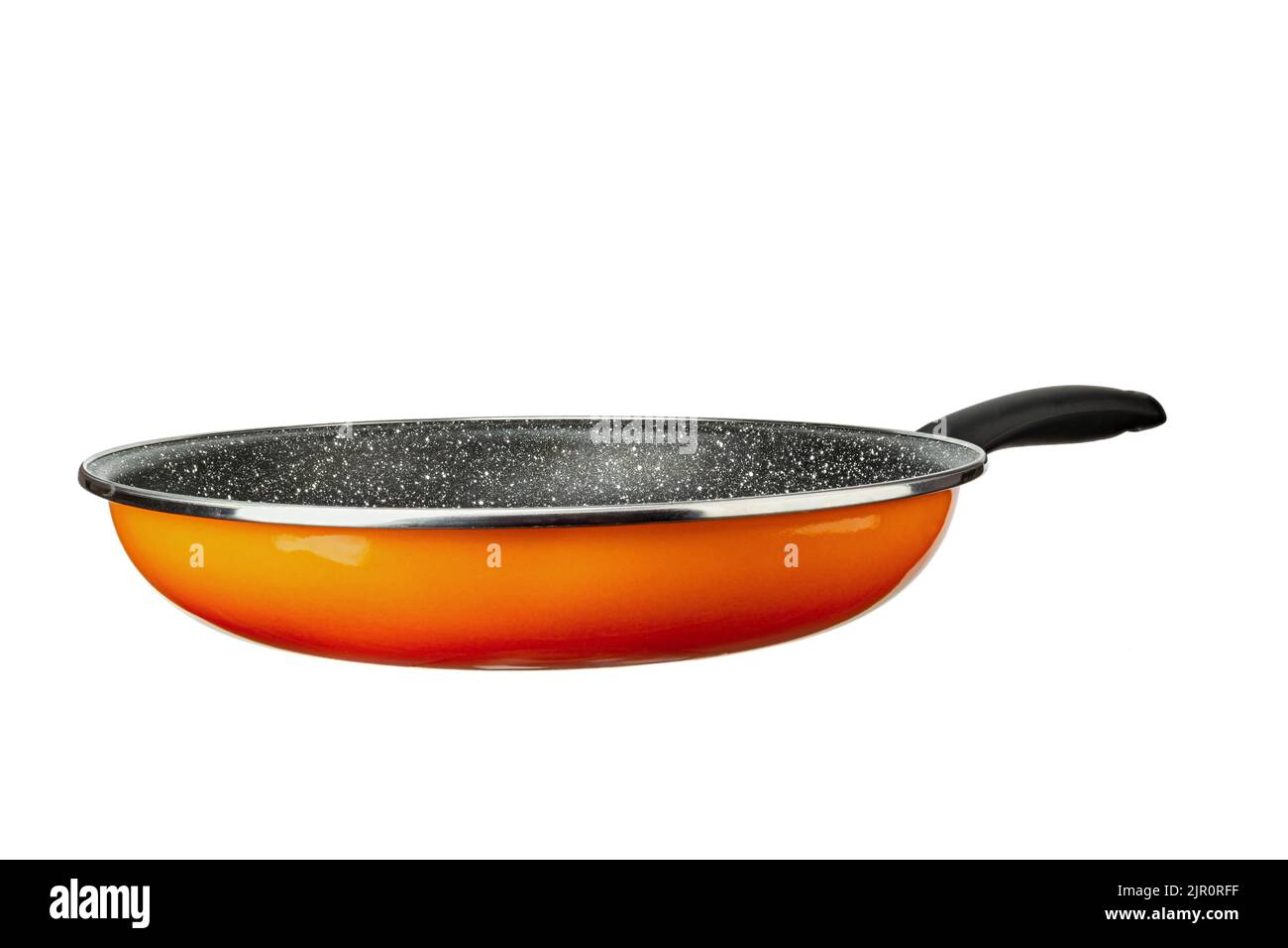 Modern empty cast frying pan with ceramic non-stick coating isolated on ...