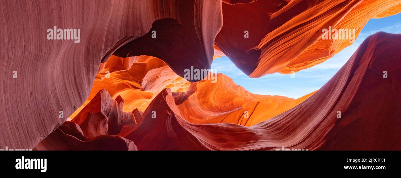 A beautiful shot of rock formations of Lower Antelope Canyon in the ...