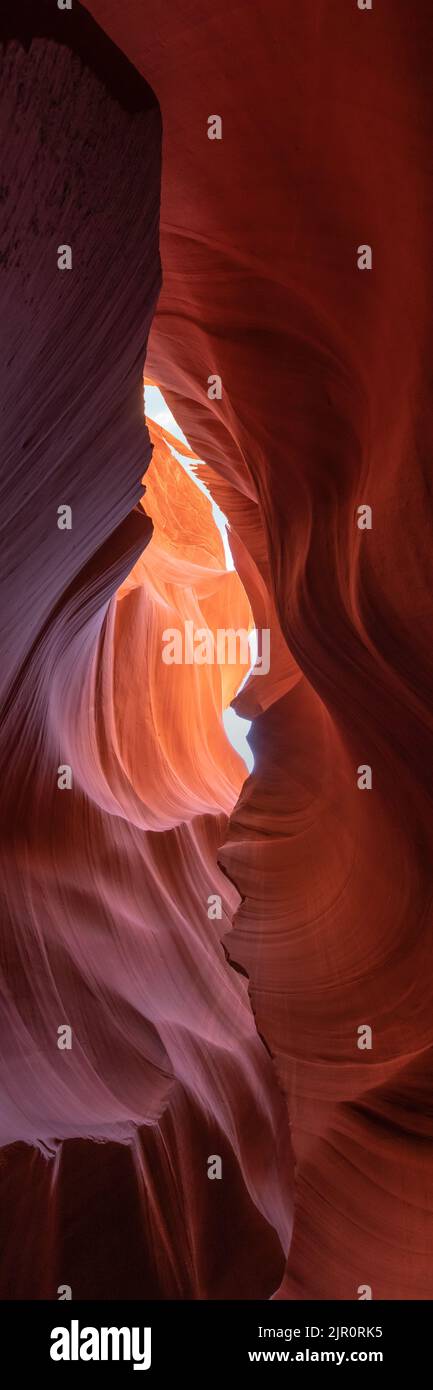 A vertical shot of rock formations of Lower Antelope Canyon in the ...