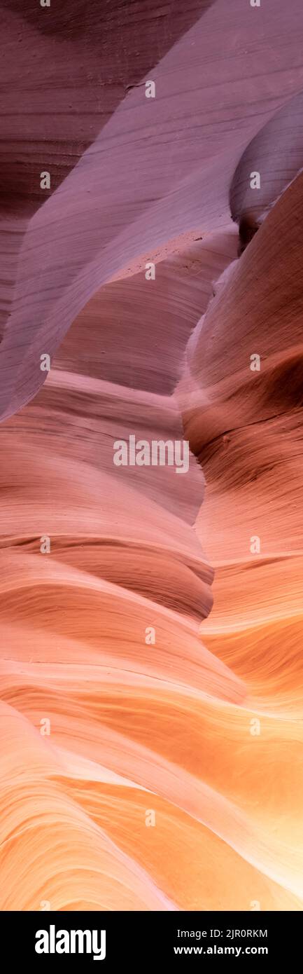A vertical shot of rock formations of Lower Antelope Canyon in the ...