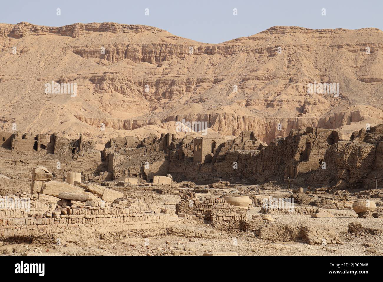ancient mud bricks ruins at the mortuary temple of Ramses III (Medinet ...