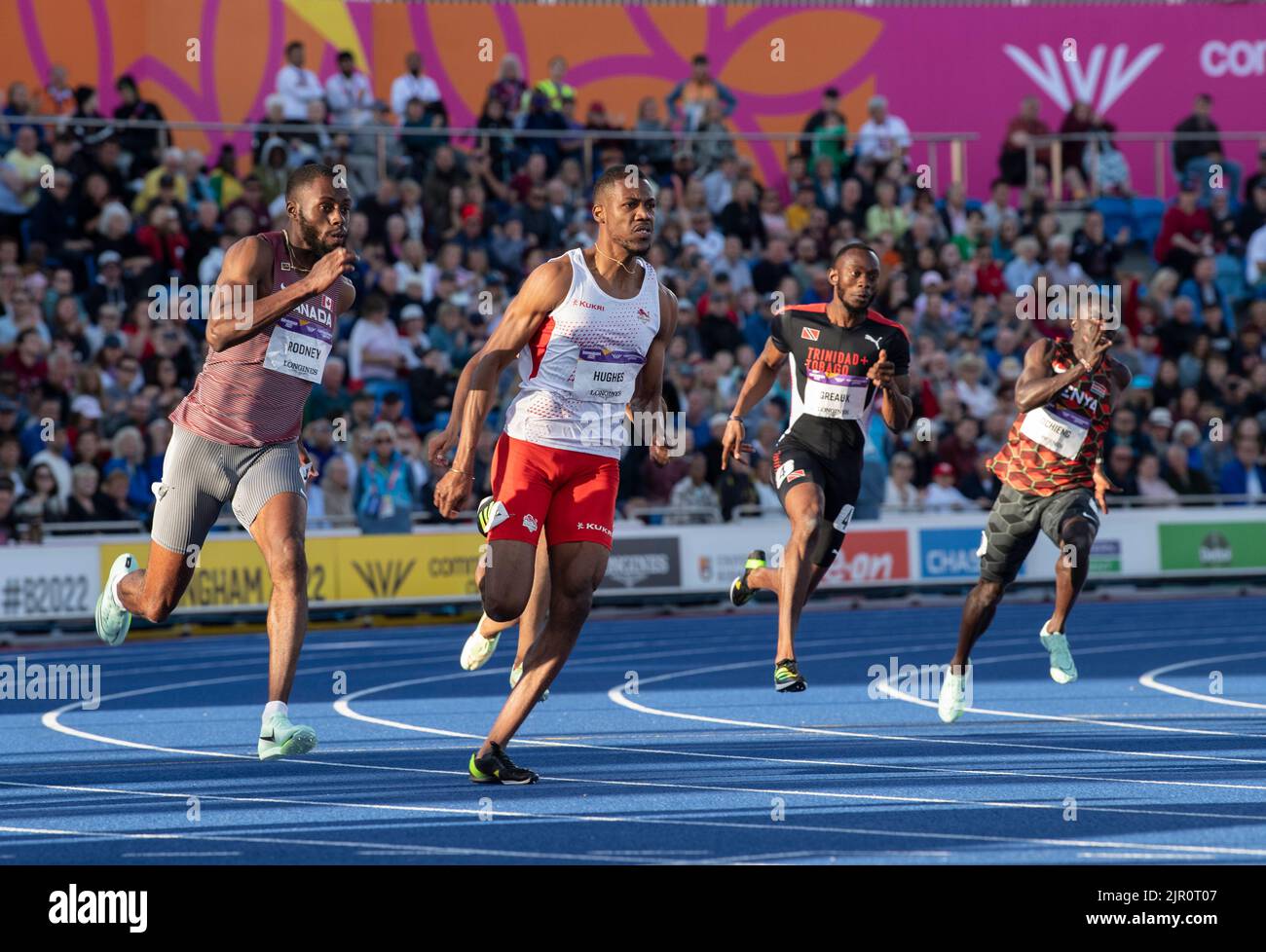 Brendon Rodney and Zharnel Hughes competing in the men’s 200m semi ...