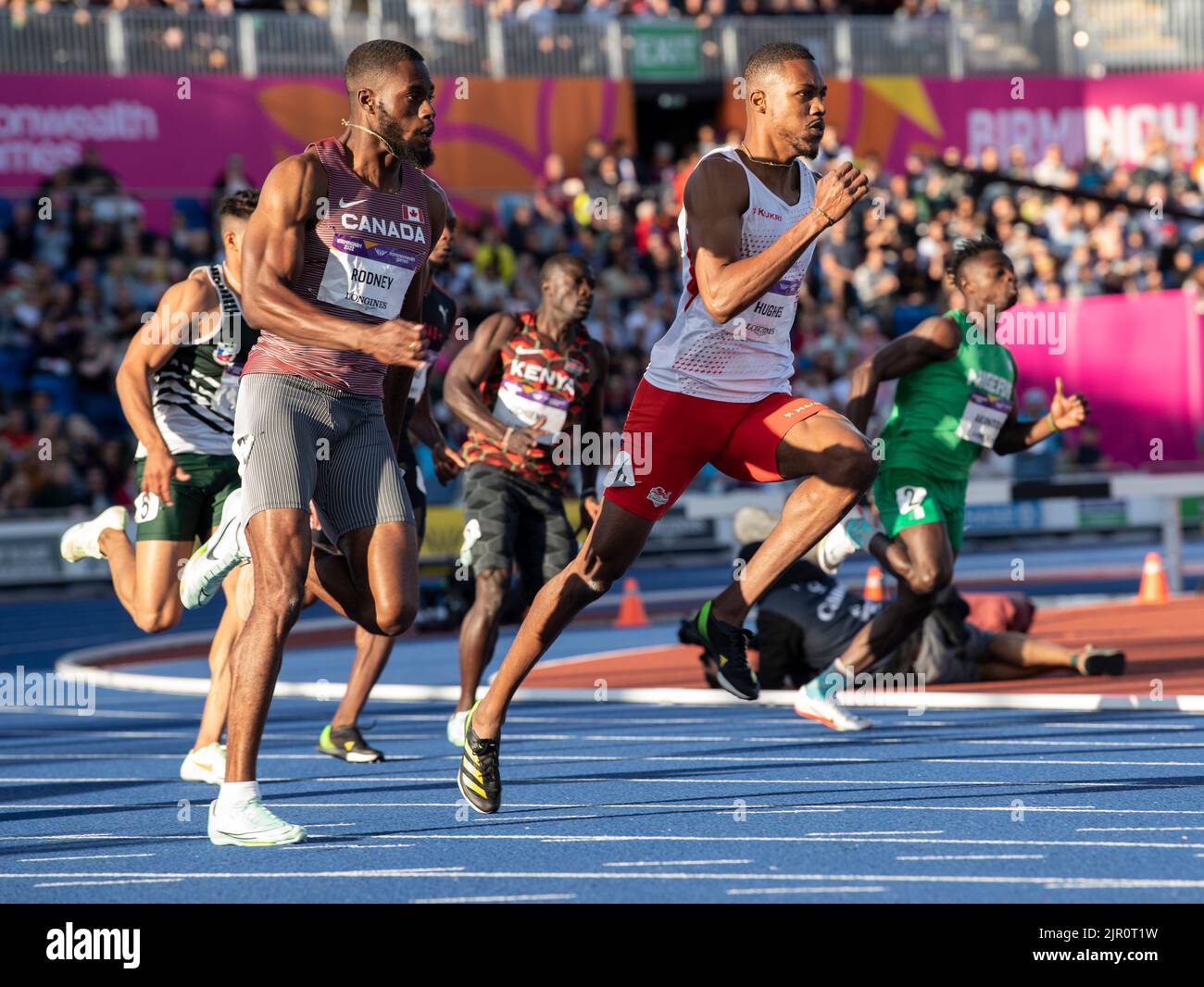 Brendon Rodney and Zharnel Hughes competing in the men’s 200m semi ...