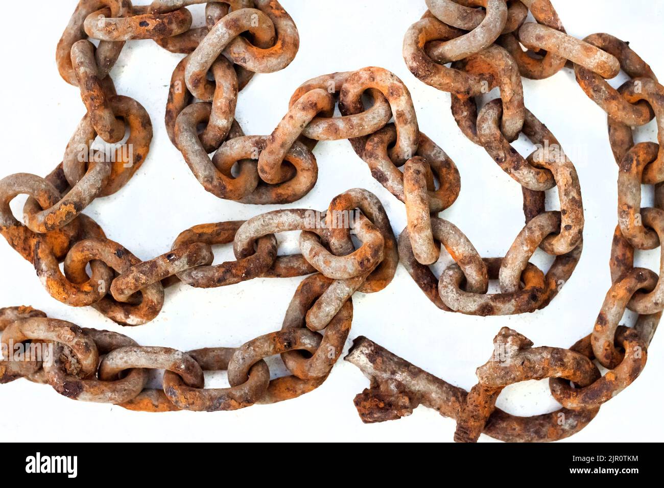 Large old rusty chain on white background Stock Photo - Alamy