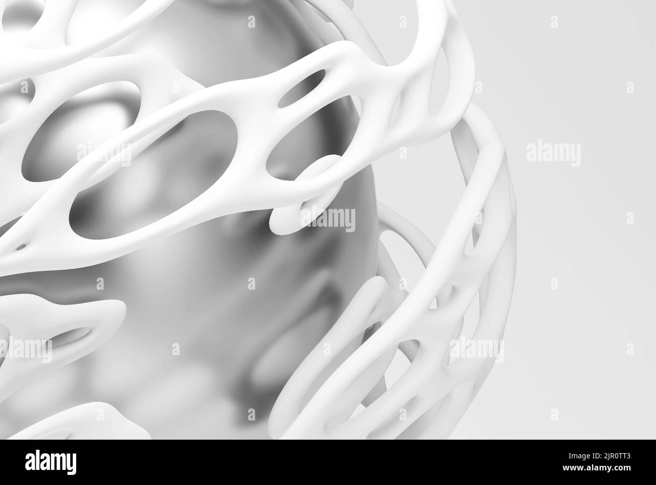 Abstract surreal black and white sphere with organic curve forms Stock ...