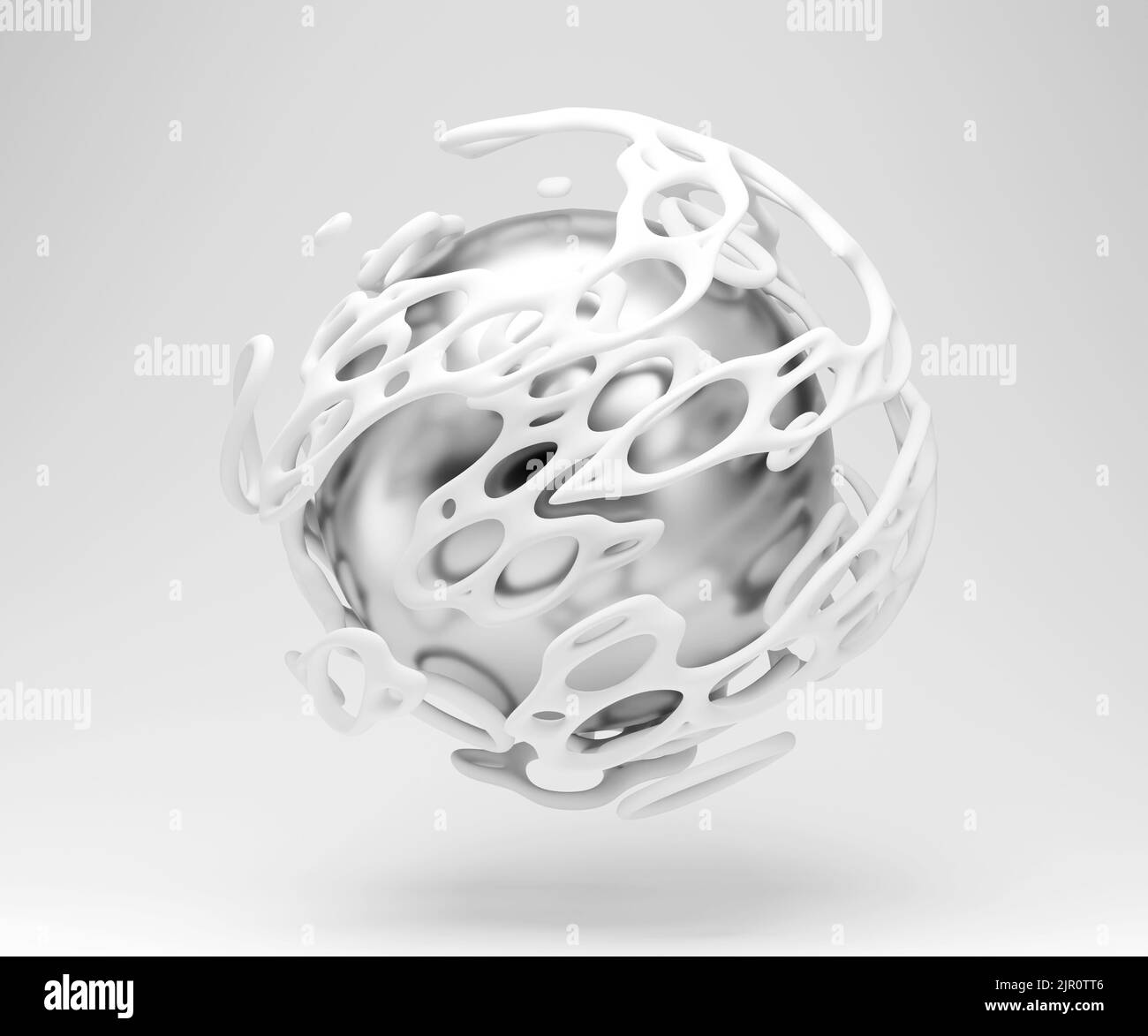 Abstract surreal black and white sphere with organic curve forms Stock ...