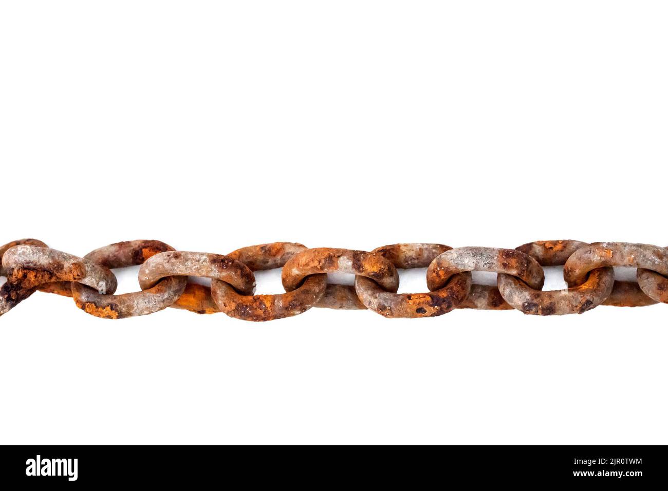 Large old rusty chain on white background Stock Photo - Alamy