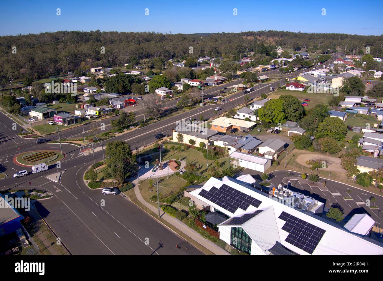 Aerial Neighbourhood Centre and childrens playground Gin Gin Queensland ...