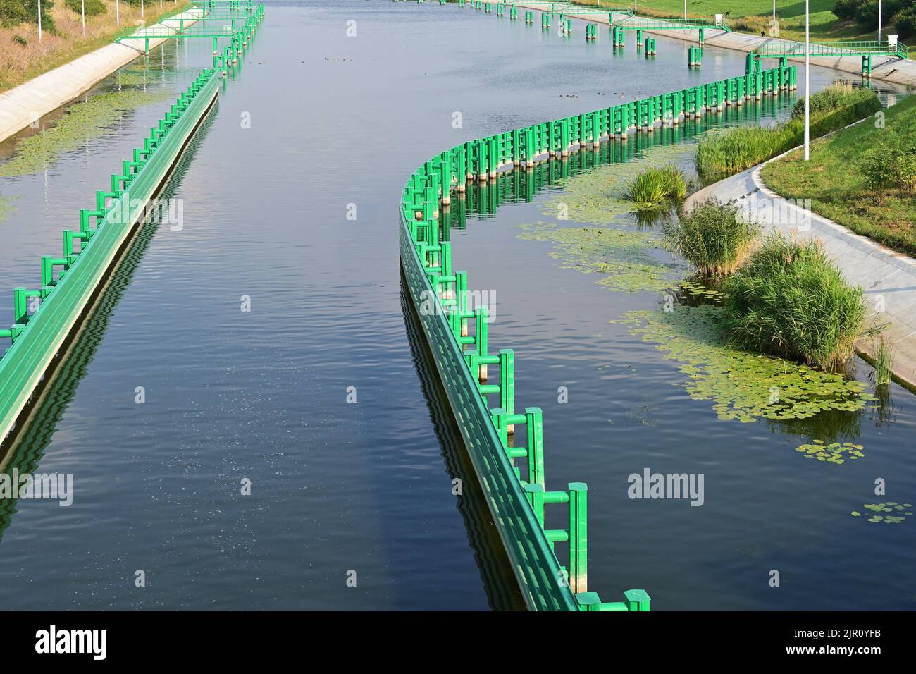 The canal of the historic sluice in Przegalina for ships sailing at ...
