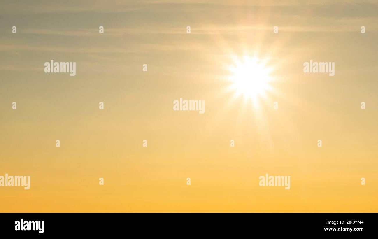 yellow orange bright summer sun, hot weather copy space Stock Photo - Alamy