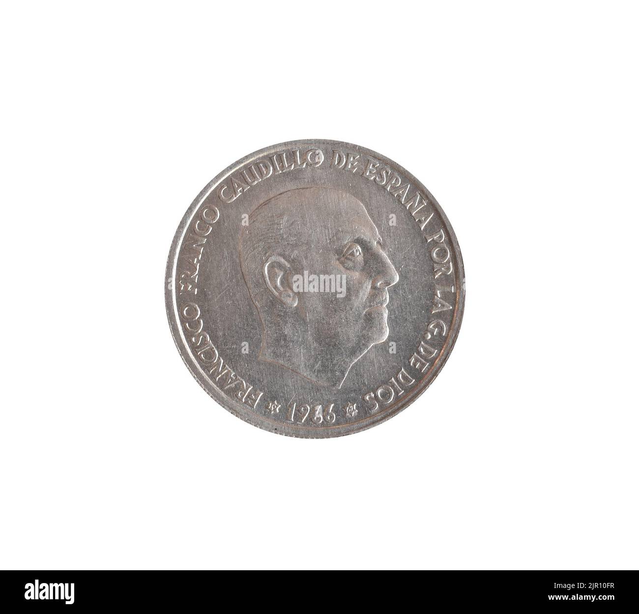 50 Centimos coin made by Spain, that shows Portrait of Caudillo ...