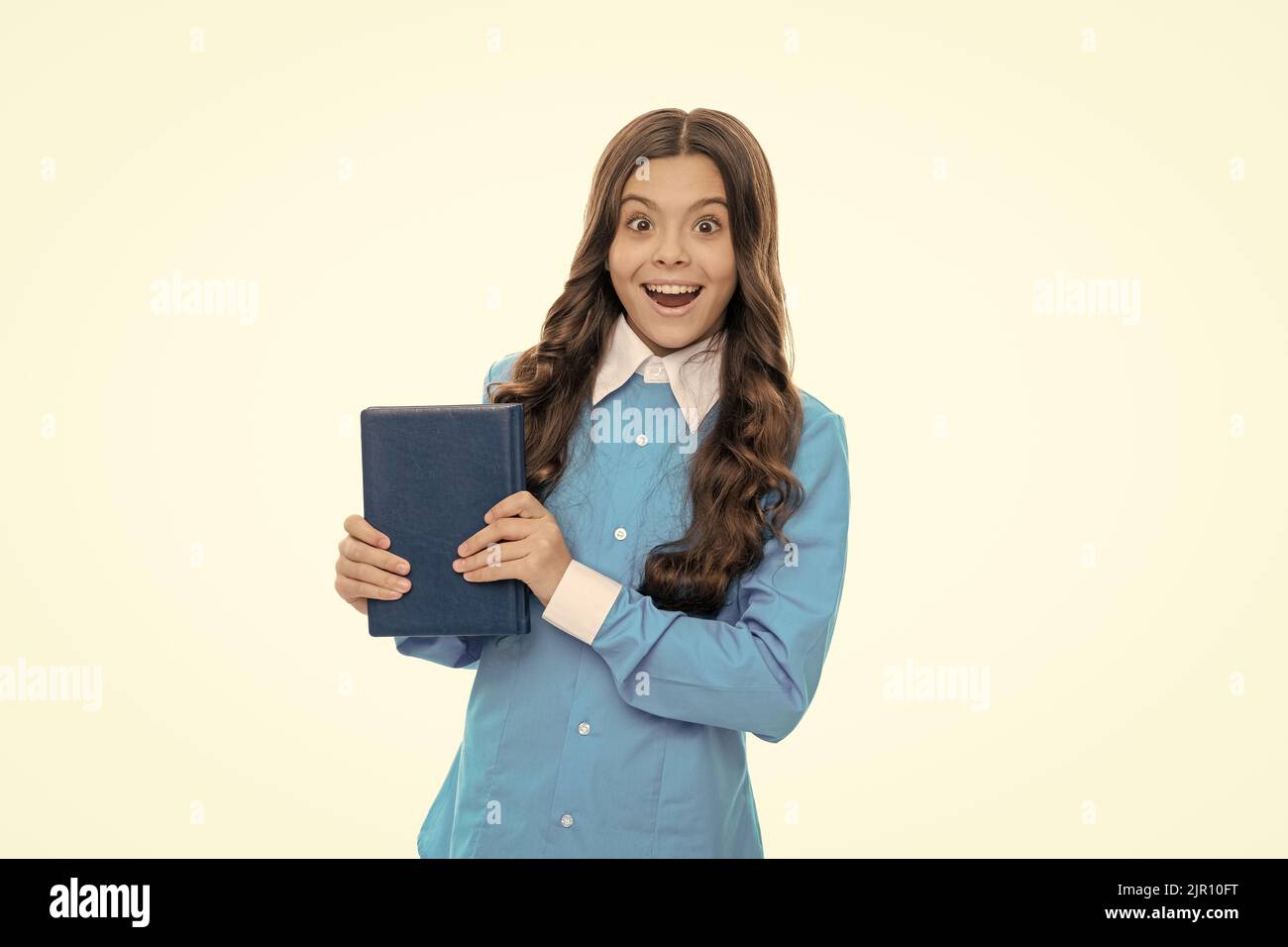 Lets start to learn. Happy child hold study book. School education ...