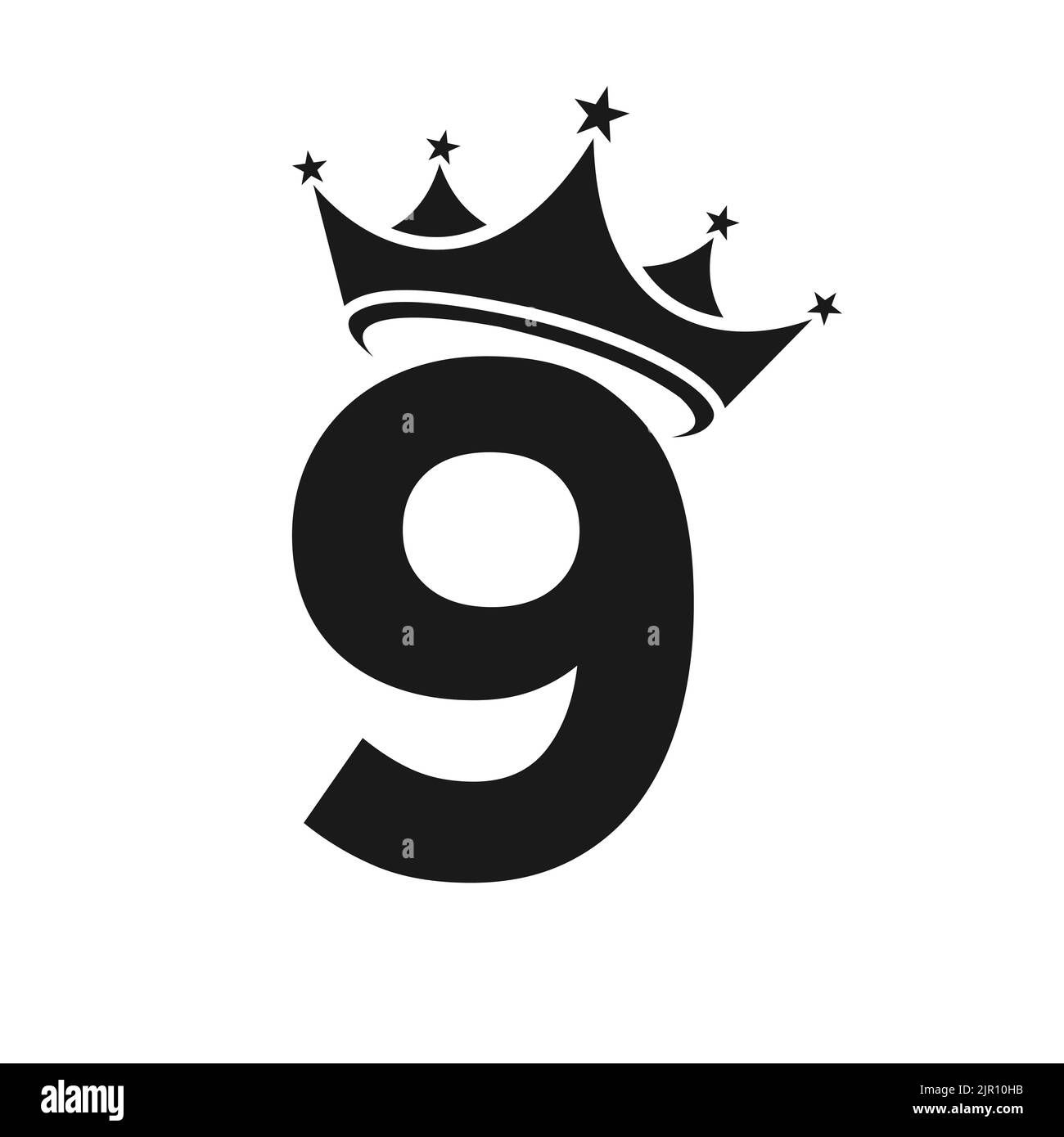 Letter 9 Crown Logo. Crown Logo on Letter 9 Vector Template for Beauty ...