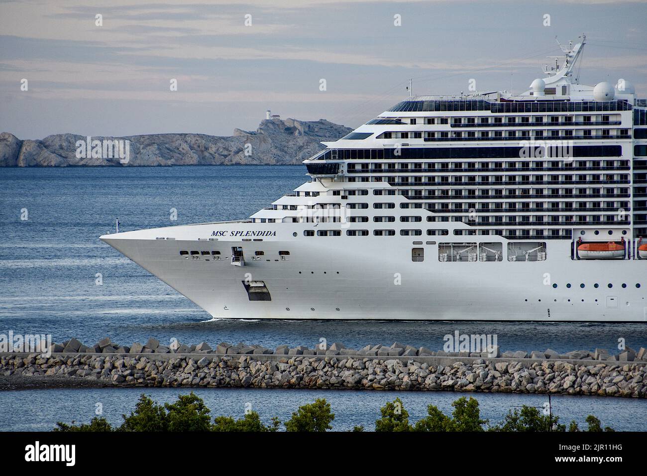 The liner MSC Splendida cruise ship arrives at the French Mediterranean ...
