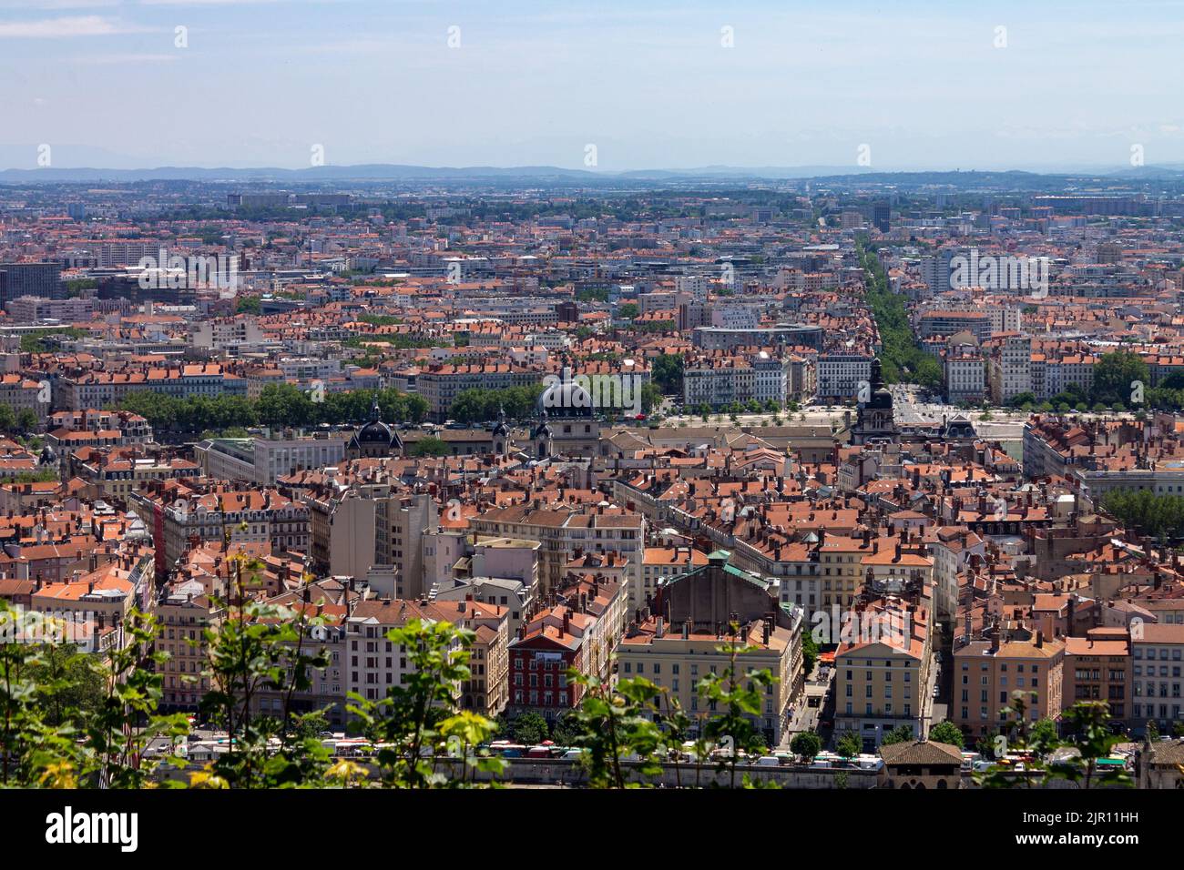 An aerial view of the cityscape of Lyon with historical buildings of ...