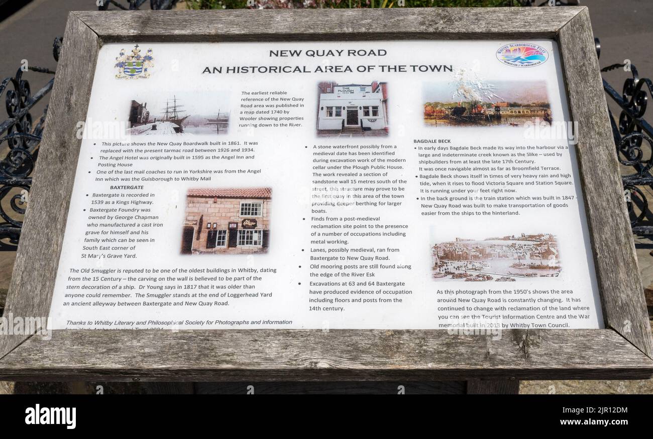 Whitby Tourist information board at New Quay Road, Whitby, Yorkshire ...